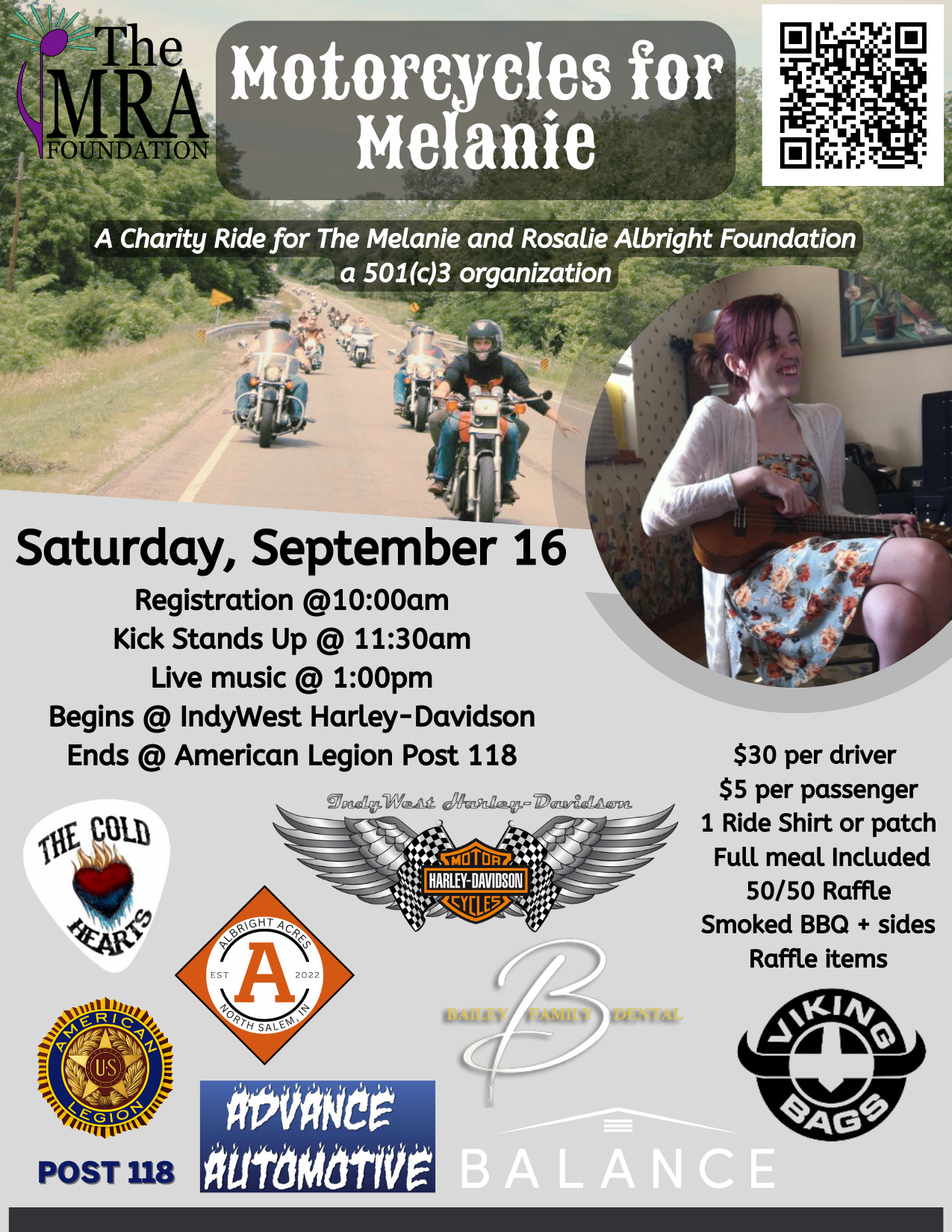 Motorcycles for Melanie | The Melanie and Rosalie Albright Foundation, Inc.